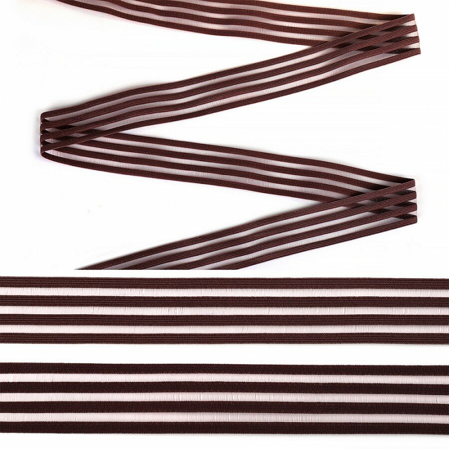 Резинка декоративная с прозрачными вставками Нейлон шир.030мм цв. бордовый S864 уп.30м