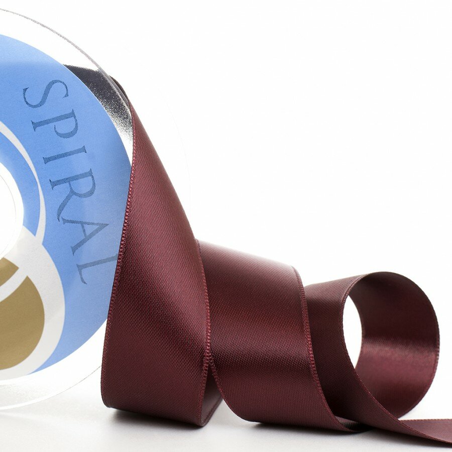 Лента атласная двусторонняя SAFISA, 6.5 мм, 25 м, цвет 30, бордо