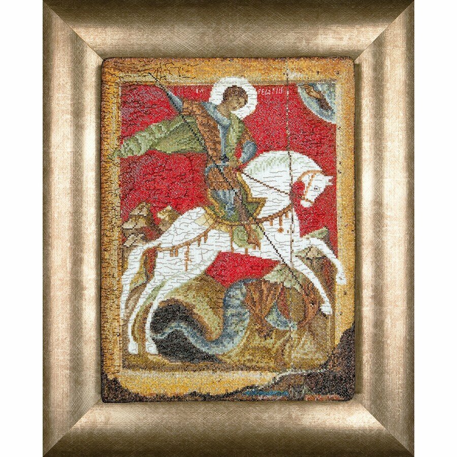 Набор для вышивания Чудо Георгия о змие, канва аида 18 ct 22 x 34 см THEA GOUVERNEUR 498A