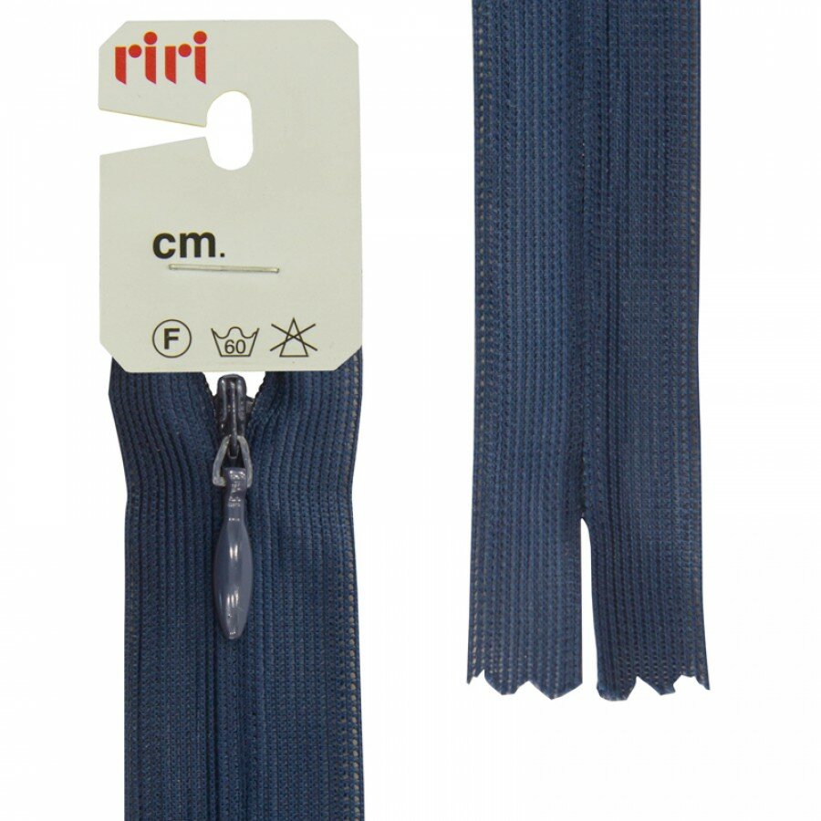 Молния потайная неразъемная, Т3, 60 см, цвет 2626, кобальт синий