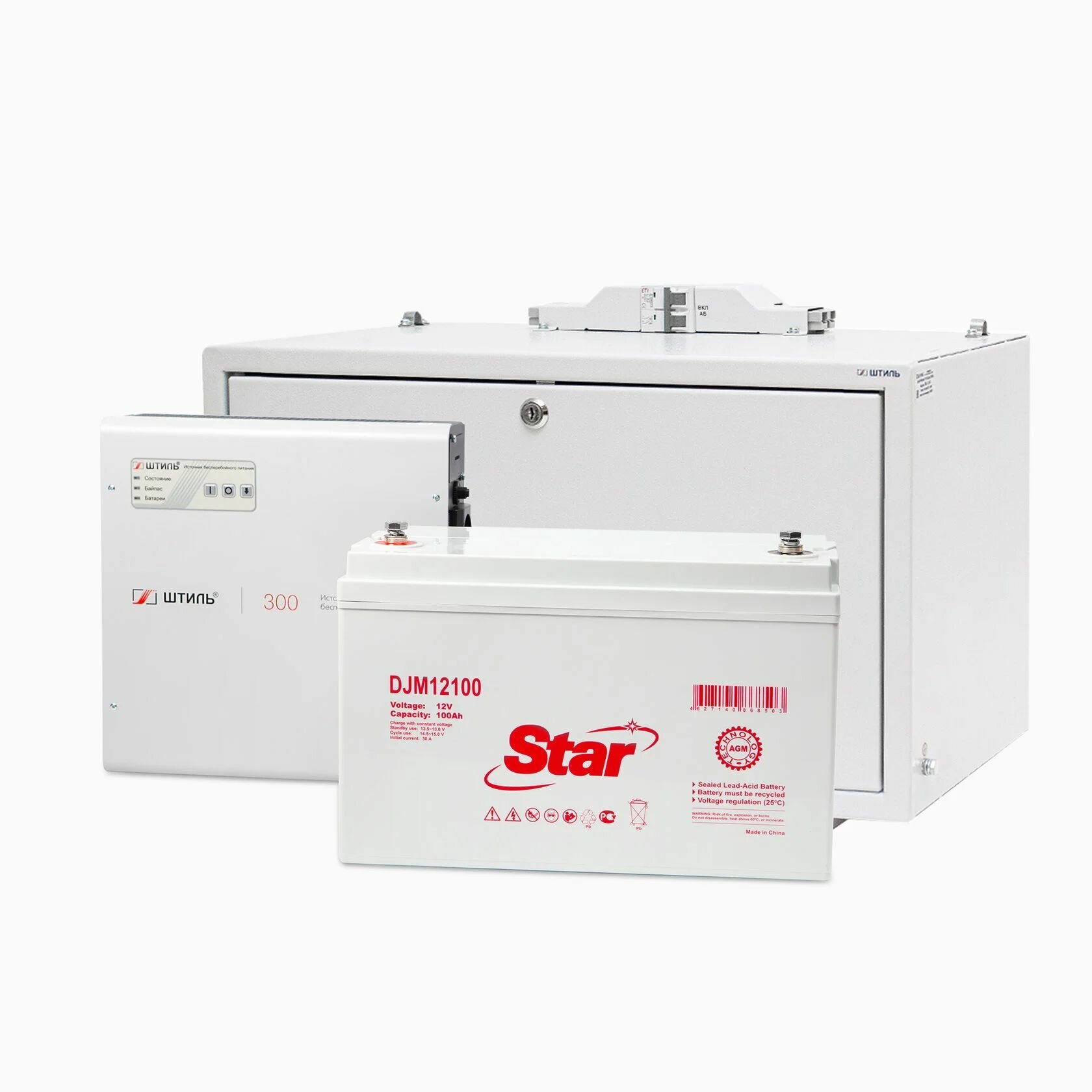 Комплект ИБП Штиль SW300L (300 ВА/225 Вт) c АБ на 5 ч, с батарейным стеллажом