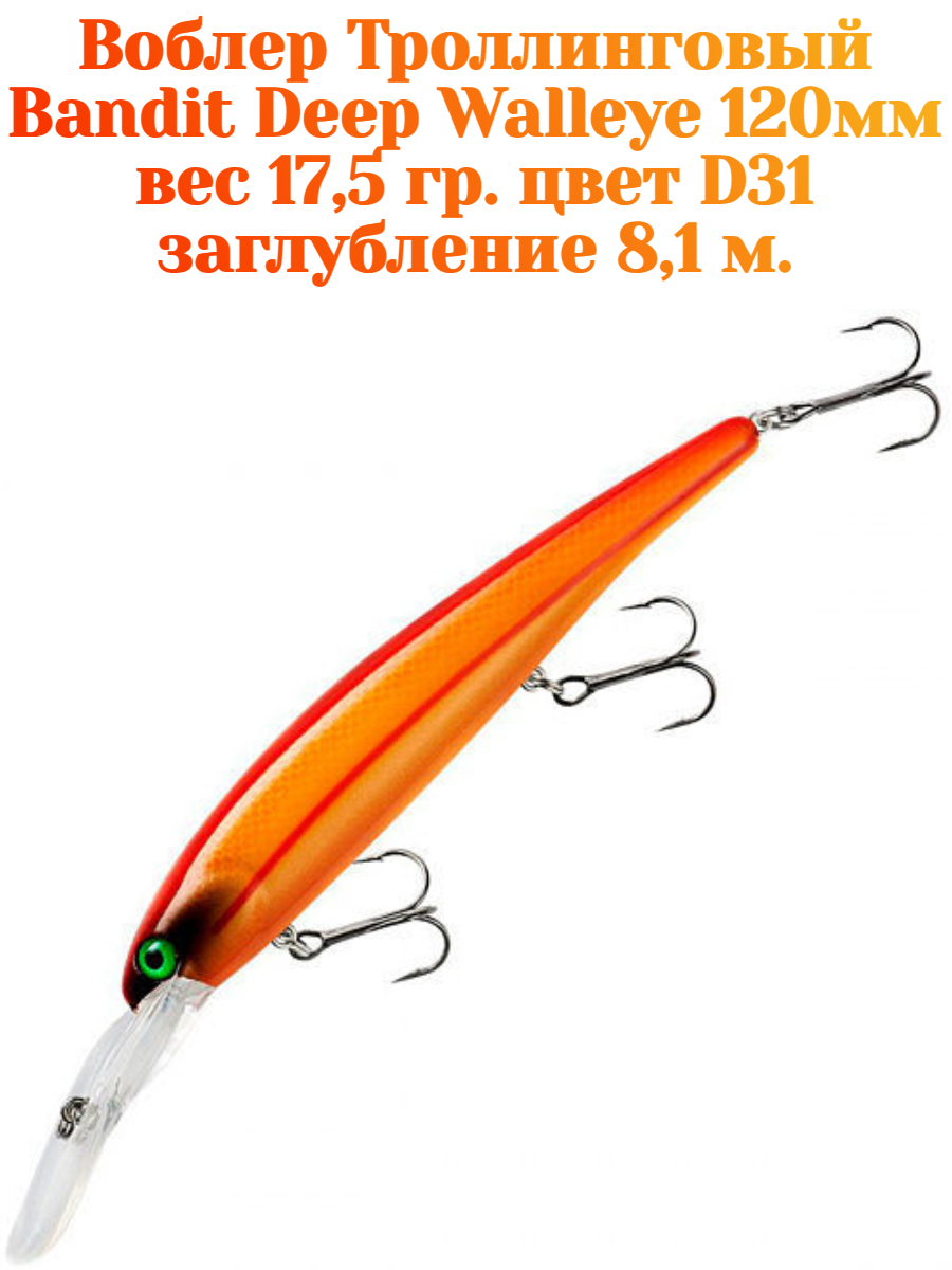 Воблер Bandit Walleye Deep 120F original цвет D31 вес 17,5гр. заглубление 8.1 м.