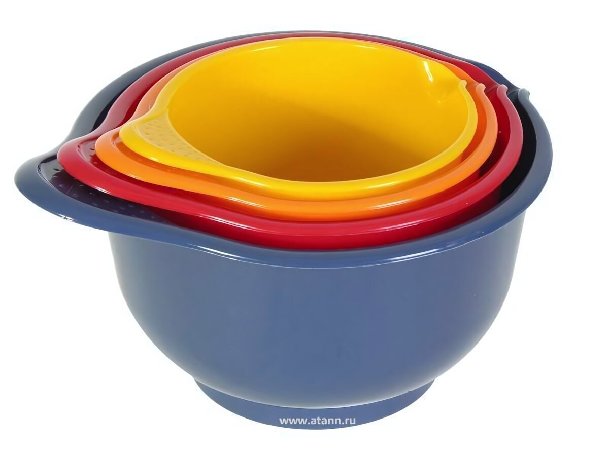 Набор мисок для миксера Martika, 4 шт, объем 1.4/1.9/2.6/3.6л, пластик