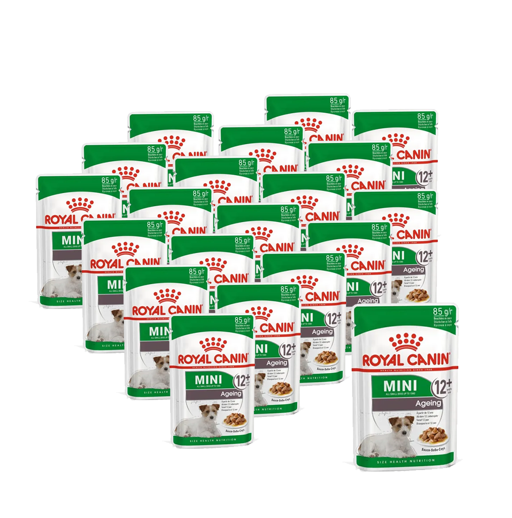 Royal Canin Mini Aging 12+ влажный корм для пожилых собак мелких пород старше 12 лет, кусочки в соусе, в паучах - 85 г x 20 шт.