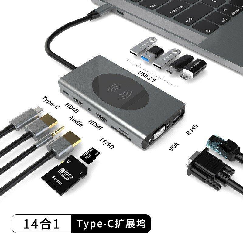 Трансграничная док-станция Type-C, USB-хаб, многофункциональный хаб, корпус для мобильного жесткого диска SSD M.2, расширительная док-станция.