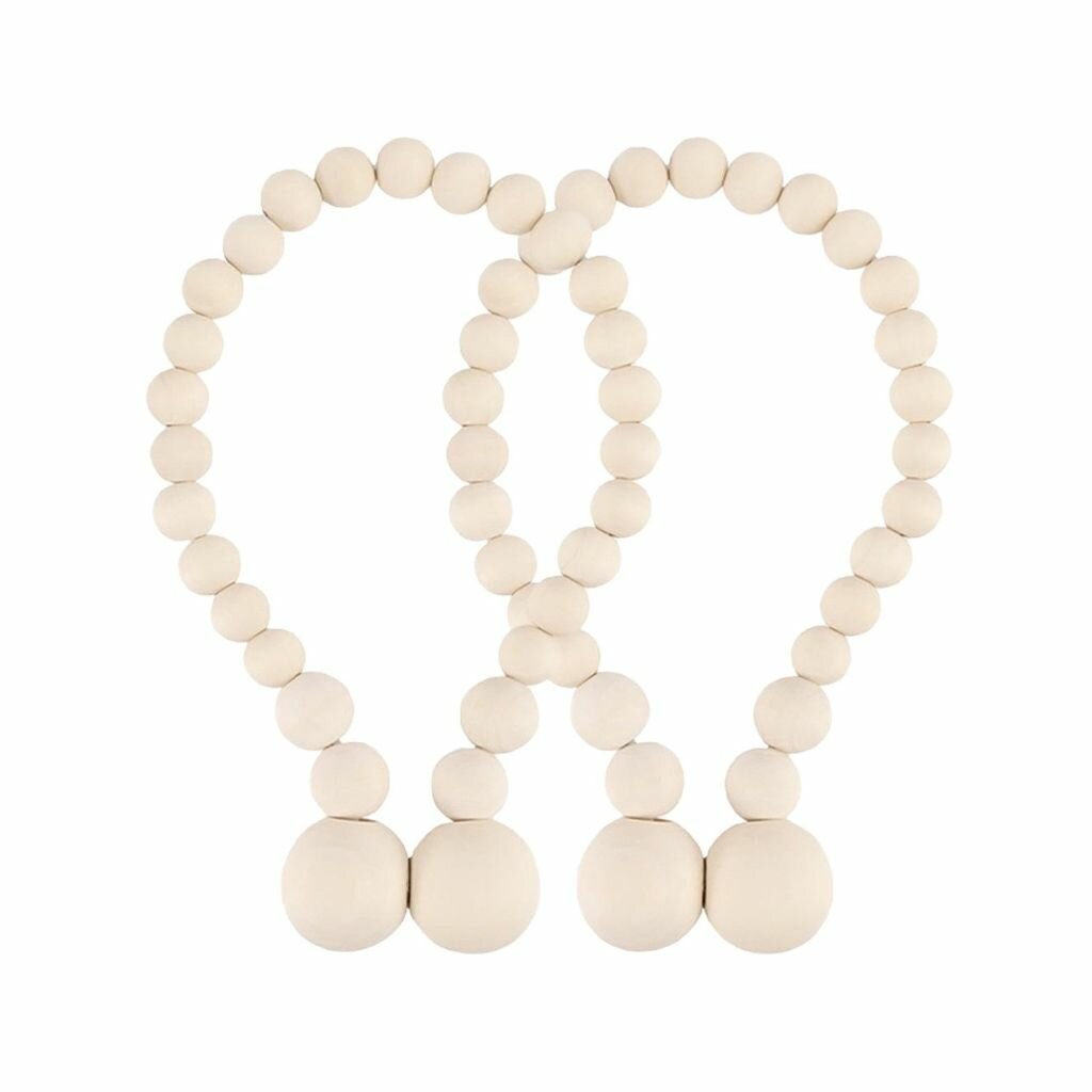 2 ремешка для штор с магнитной пряжкой из деревянных бусин-бежевый