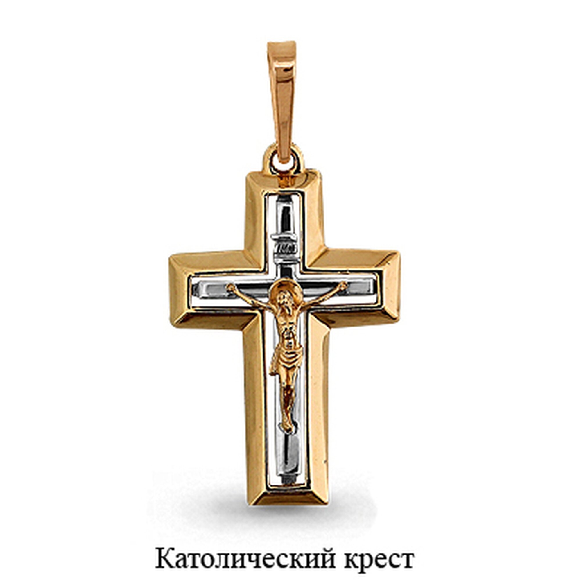 Крестик, красное золото, 585 проба