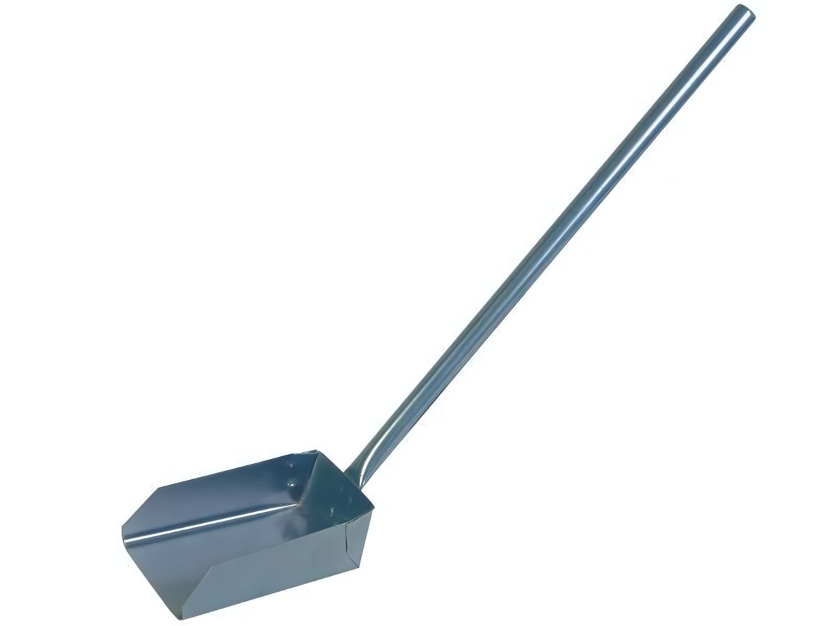 Совок зольный металлический 10х12,5см с длинной ручкой 40см, прочный и удобный для уборки