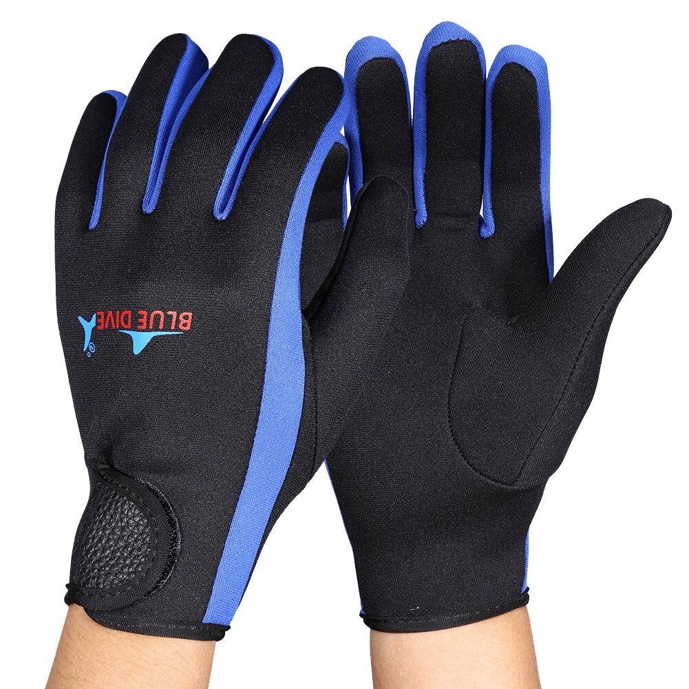 1Pair Set Diving Neoprene Snorkeling Surfing Water Sport Skid proof Wetsuit Gloves Black Blue L