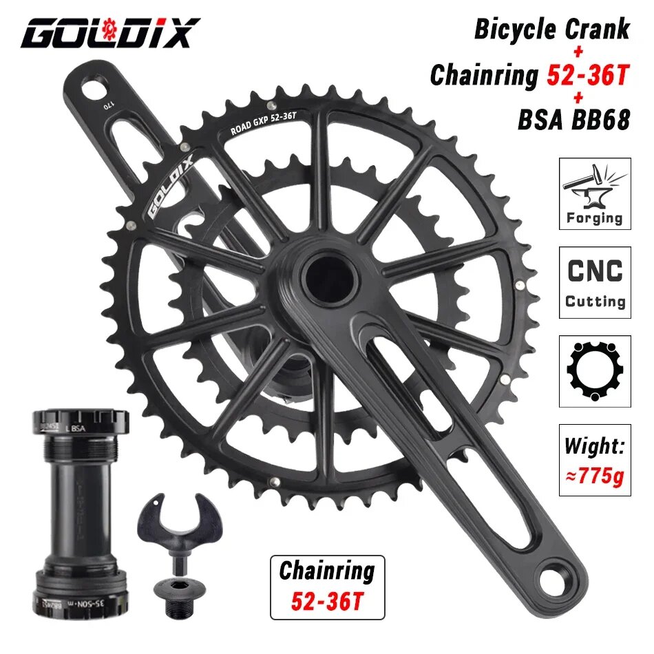 GOLDIX-SL Шатуны для шоссейного велосипеда 170/175 мм 170mm, Cranks 52-36 BB68