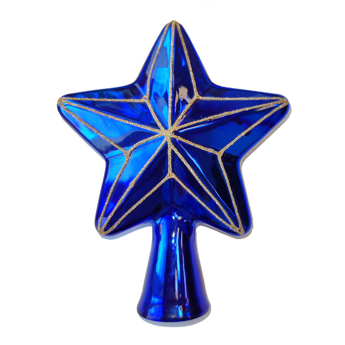 Формовая игрушка Верхушка Звезда, синяя, стеклянная, Новый Год, Рождество