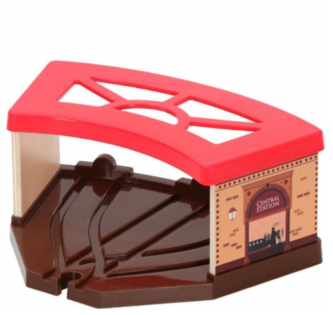 Депо пластиковое для детской деревянной железной дороги для трех поездов