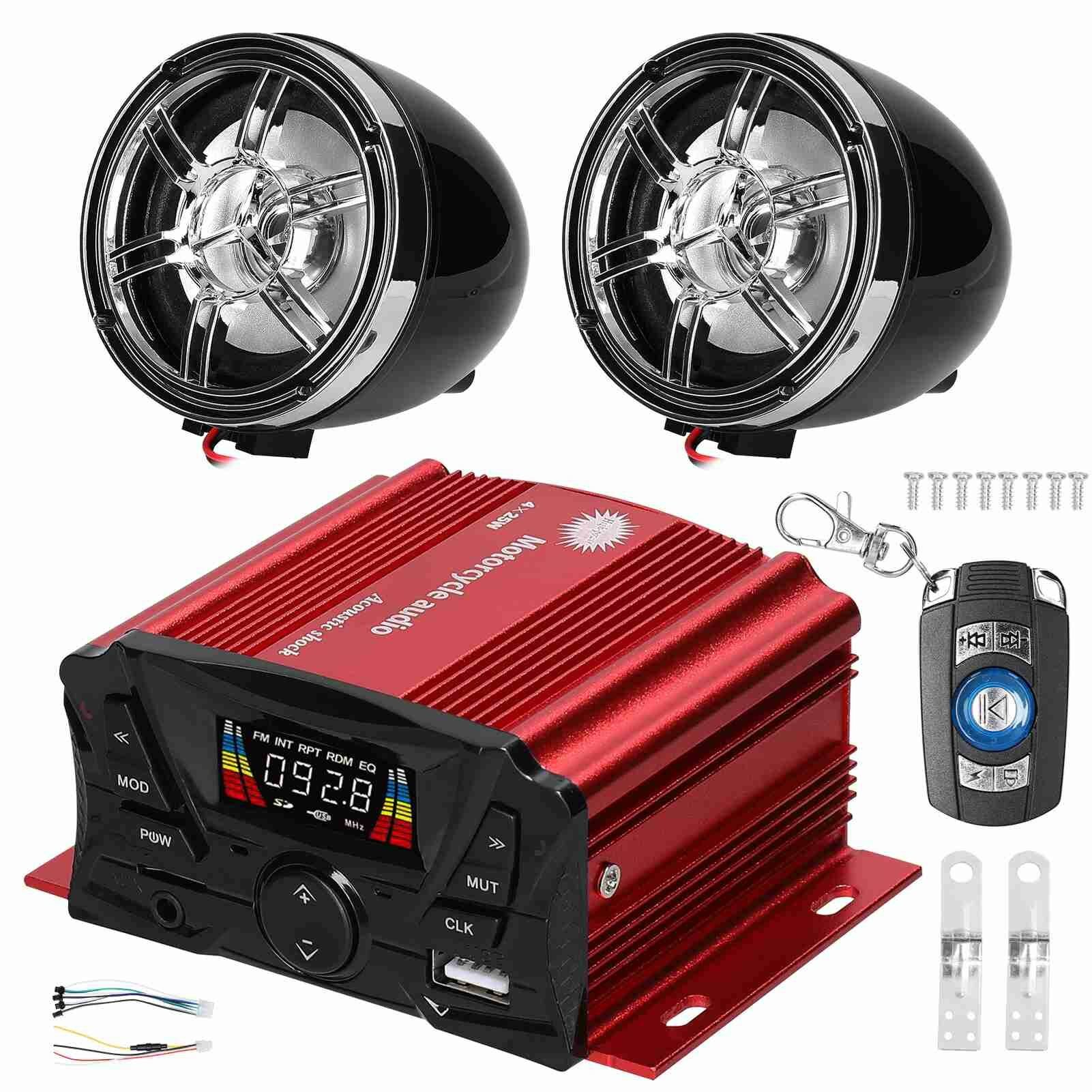 Мотоциклетный Bluetooth-динамик с защитой от кражи, 4-канальный FM-радио высокой мощности, MP3-стерео с ЖК-дисплеем и водонепроницаемым корпусом