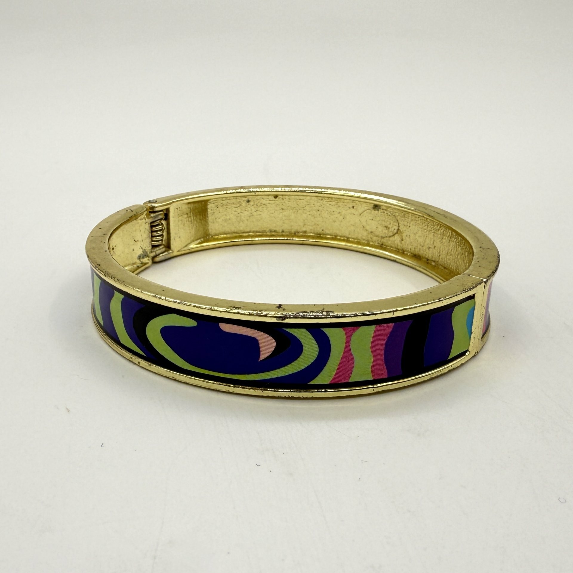 Винтажный браслет с абстрактным декором, металл, наклейка, Россия, 1990-2000 гг.
