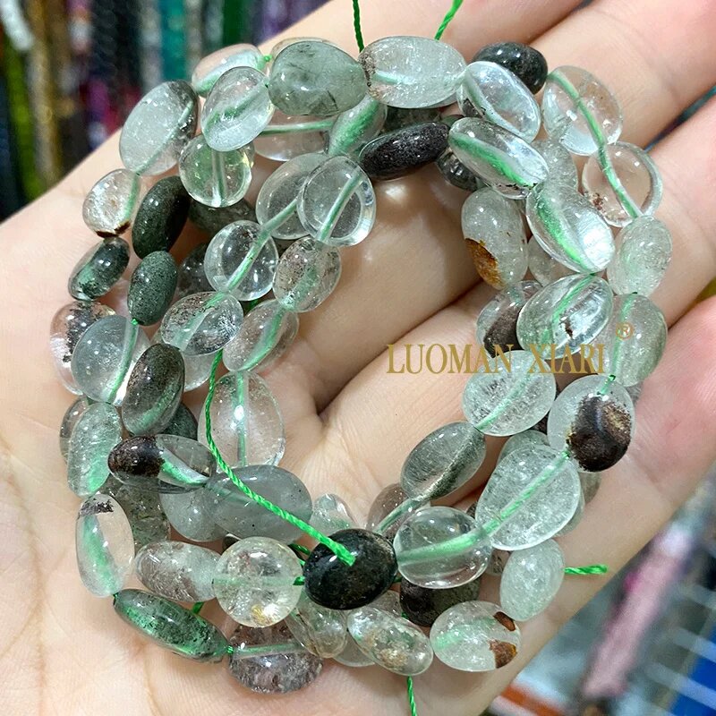 Бусины из ларимара LUOMAN XIARI 8-10 мм Изумрудный, green ghost crystal