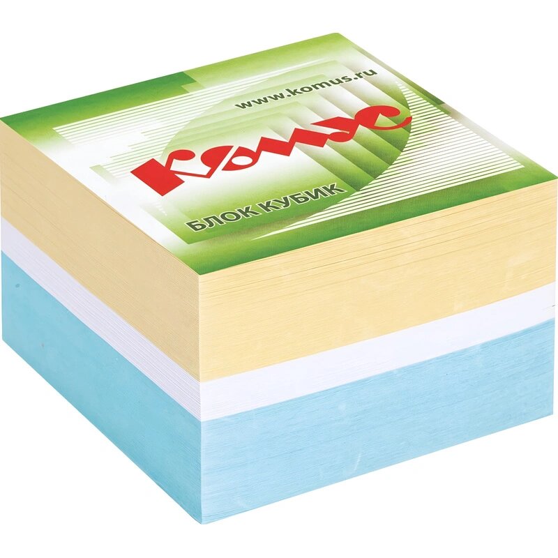 Блок для записей комус на склейке 9х9х5 цветной блок 80-100г