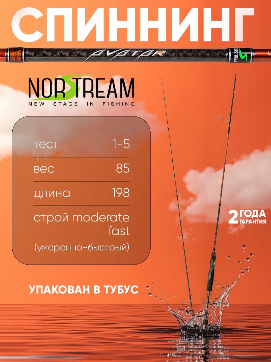 Спиннинг Norstream Avatar 662UL тест 1 - 5 г, 198см