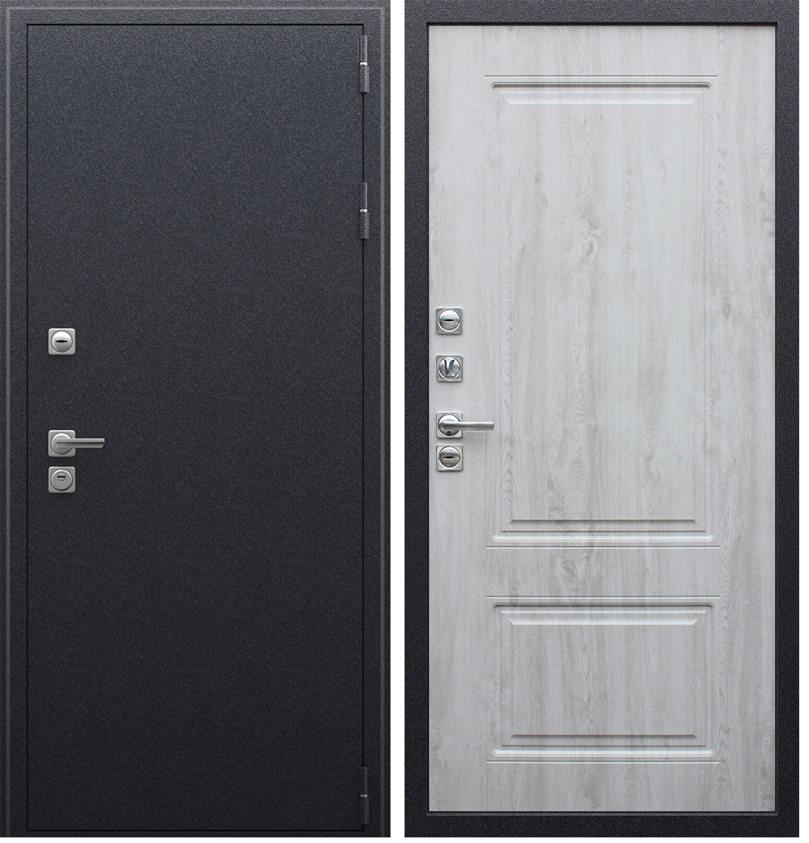 Дверь входная с терморазрывом 3 контура "Север", с панелью сосная белая 50977-94, размер по коробке 870х2050, правая.