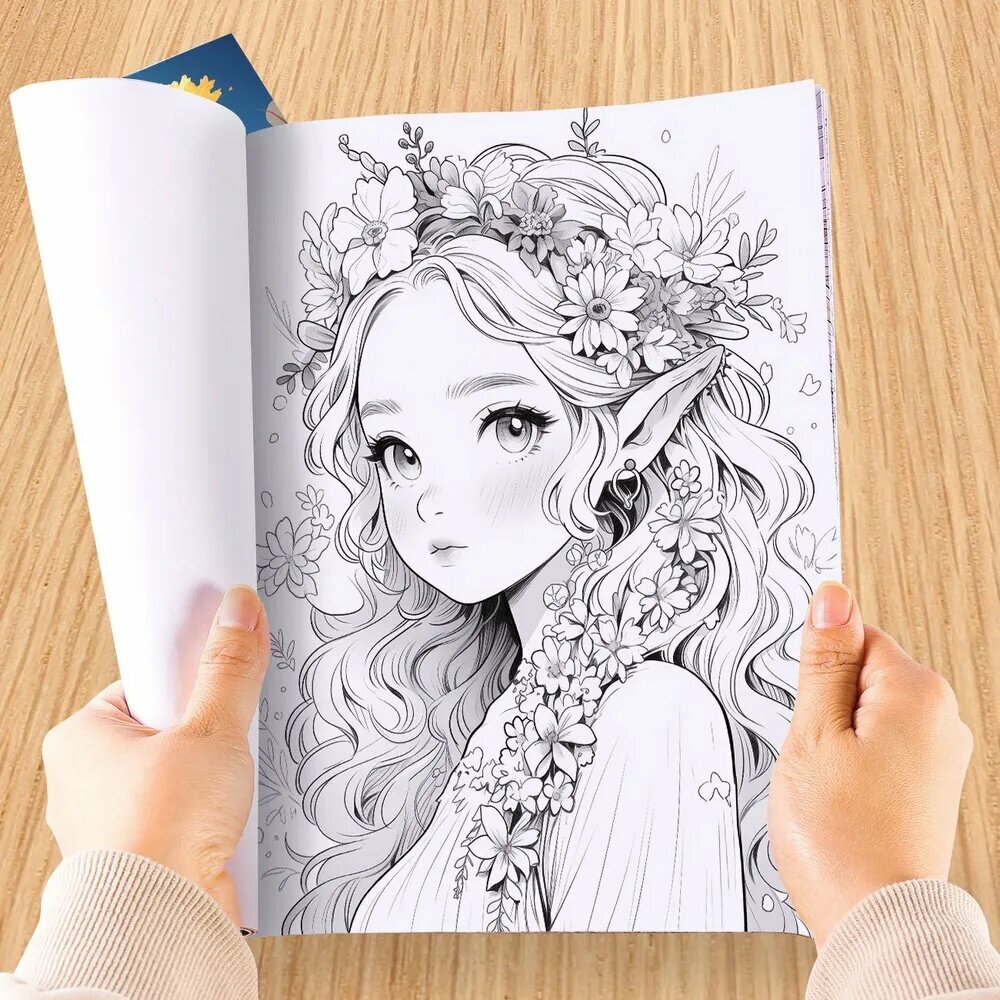 Книжка-раскраска цветочная фея, Альбом для рисования эльфы, высокое качество Книга каракулей 30 см*21 см, подходит для раскрашивания как взрослыми, так и детьми