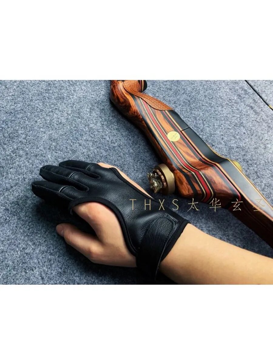 Перчатки для стрельбы из кожи-M, черные, перфорированные