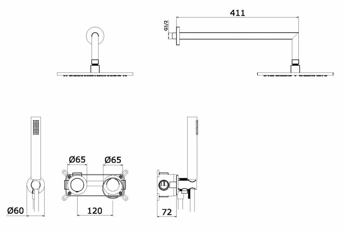 Встраиваемая душевая система с 2-функц. без излива от бренда Ganzer GZ19164-R розовая золото