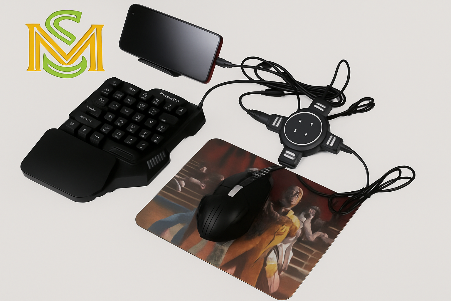 Геймпад для смартфона Клавиатура Мышка, Игровой комплект мышь, клавиатура, конвертер, поставка, кабель, 5 в 1