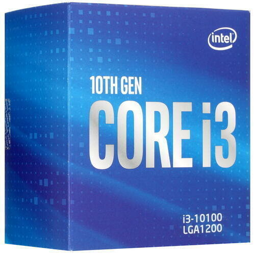 Процессор Intel Core i3-10100 BOX (BX8070110100) - LGA 1200, 4 x 3.6 ГГц, L2 - 1 МБ, L3 - 6 МБ, 2хDDR4-2666 МГц, Intel UHD Graphics 630, TDP 65 Вт, кулер
