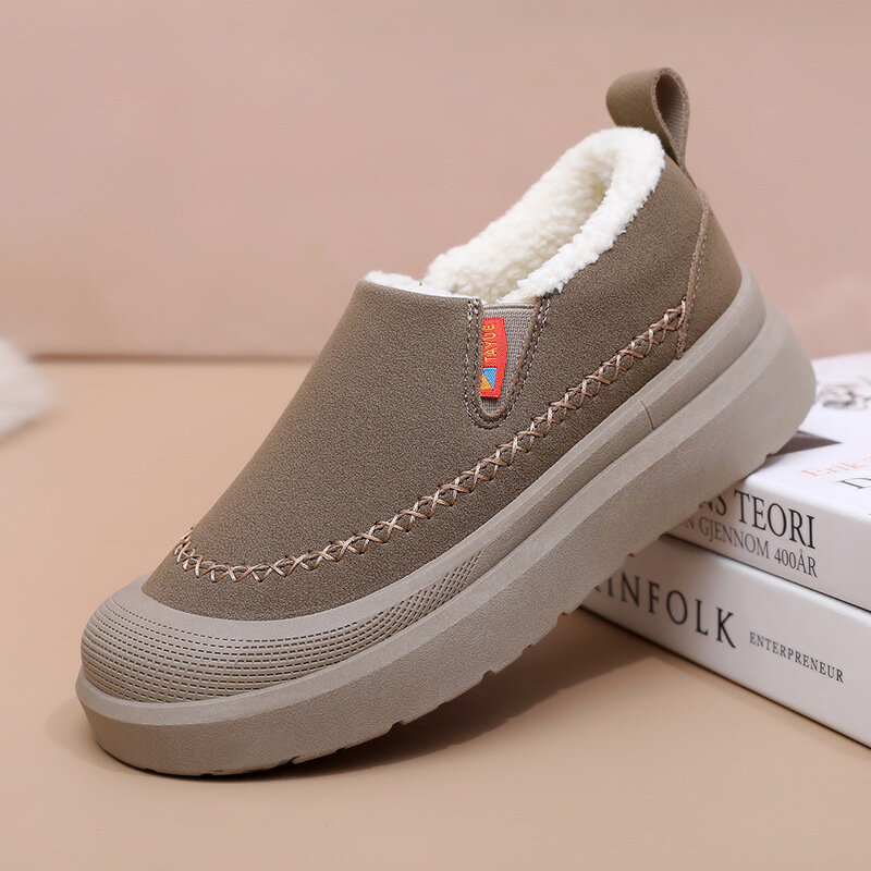 Женская обувь, теплая и морозостойкая хлопковая обувь, модные и универсальные нескользящие зимние ботинки, женская повседневная и удобная обувь без застежек