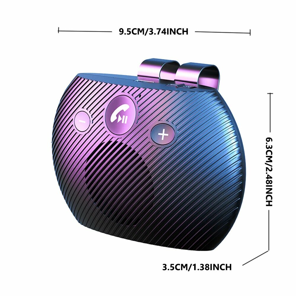 Беспроводной аудиоприемник, громкая связь, громкий музыкальный плеер с микрофоном, автомобильный комплект громкой связи, зажим для солнцезащитного козырька, Bluetooth-чип V5.3, Car Bluetooth