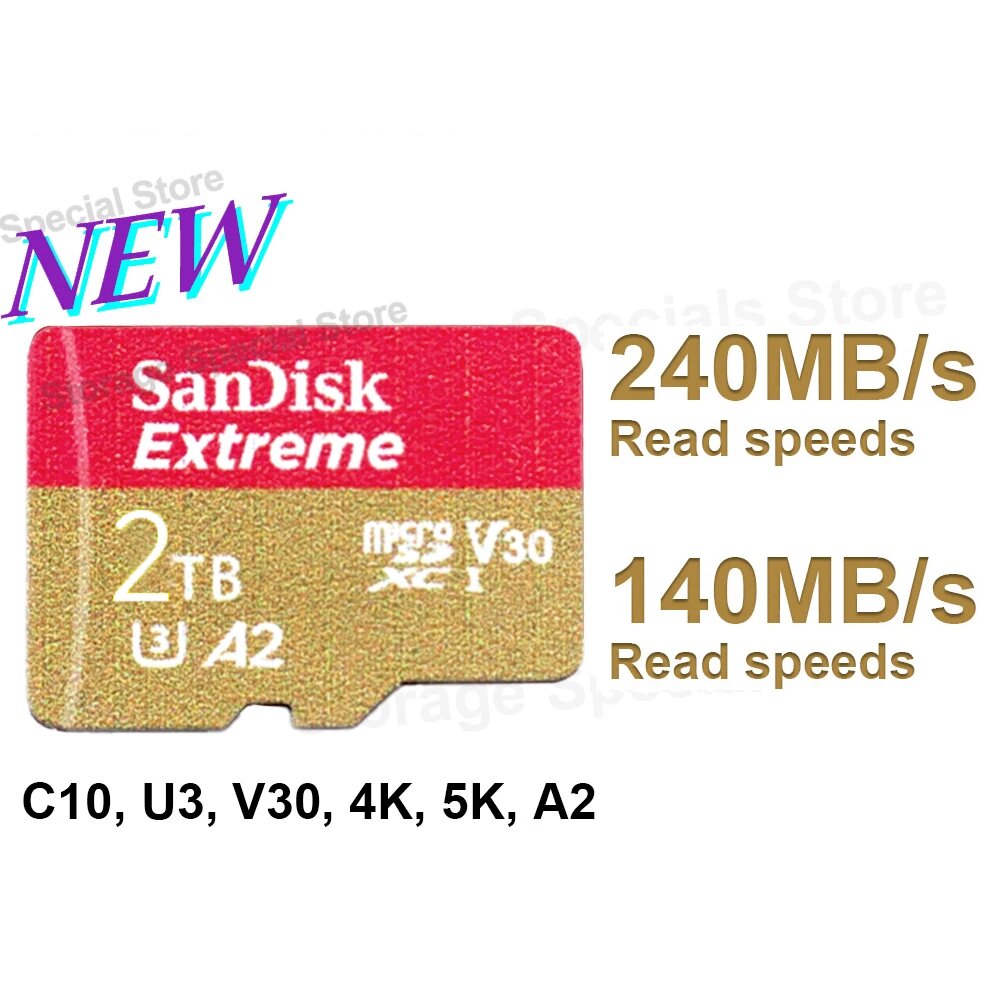 Карта памяти SanDisk Micro SD Extreme UHS-I Class10 U3 V30 4K 5K A2 TF-карты для камеры Nintendo Switch DJI Trans Flash Card