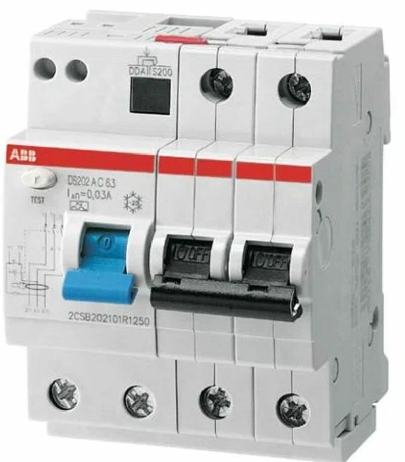 DS202 AC-C25/0.03 Автоматический выключатель дифференциального тока 25A 30mA ABB 2CSR252001R1254