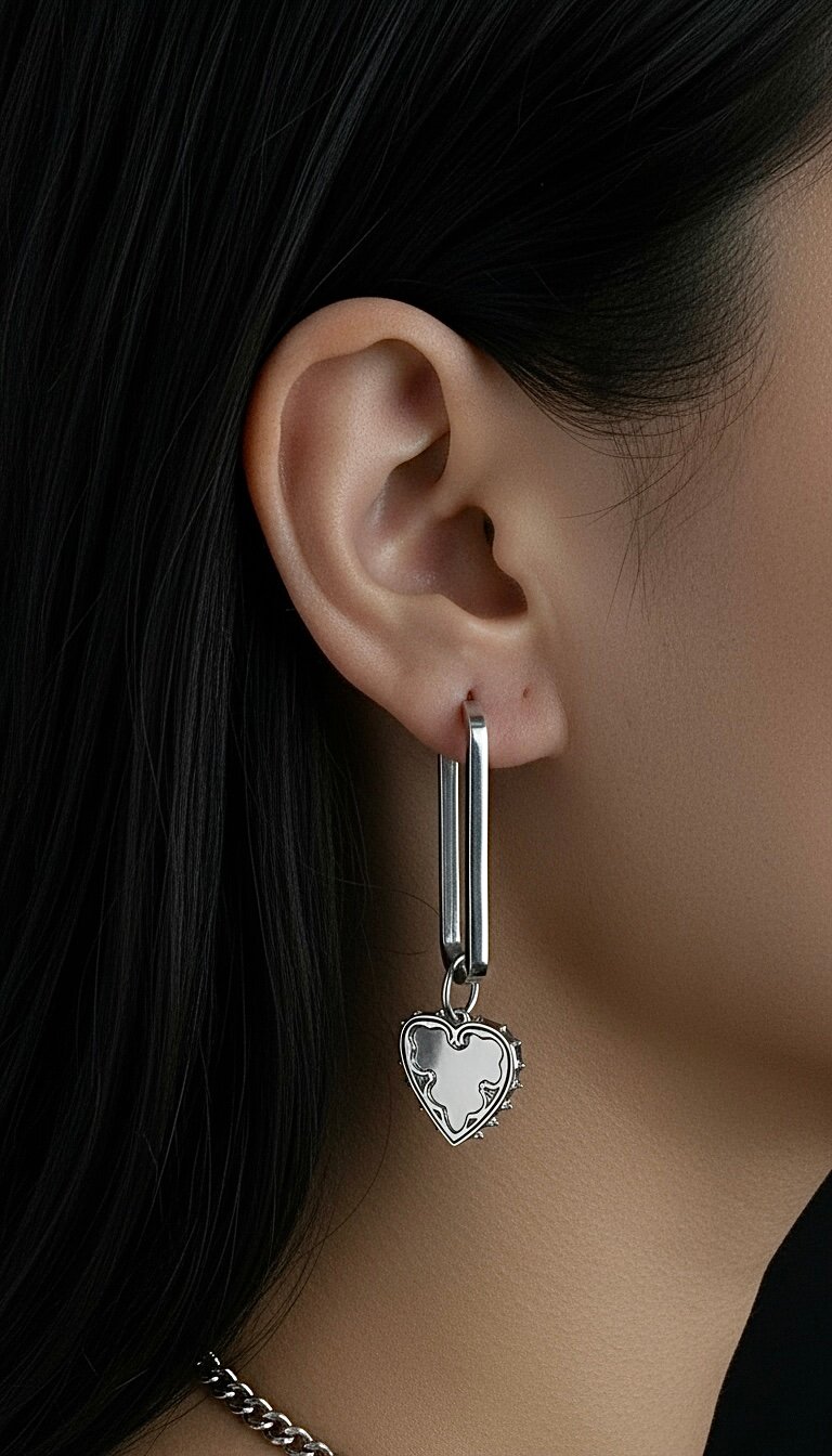 Моносерьга, серебро, 925 проба, родирование