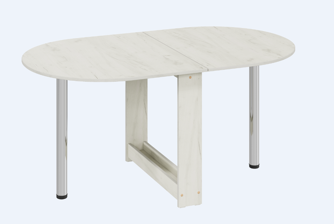 Стол раскладной, BUDUNOV GROUP, Рейн тип 1, Дуб Крафт Белый, стол обеденный, 155х90х73 см.