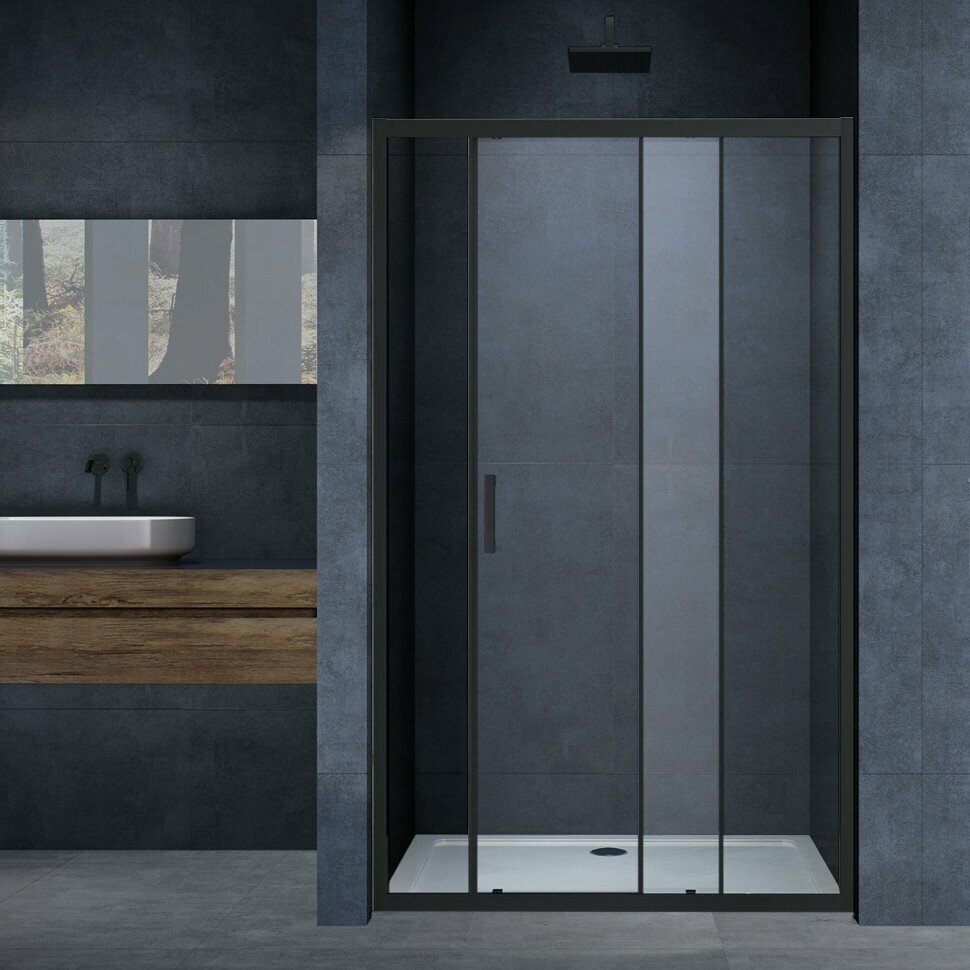 Душевая Дверь Alpha Vds-3al120clb, 1200, Черный, Стекло Прозрачное