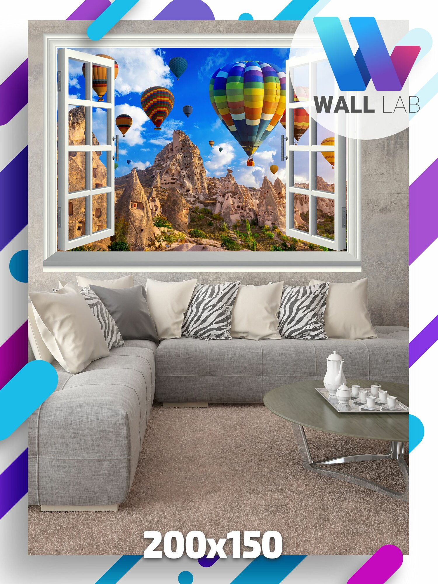 Окно фотообои на стену 200х150см виниловые на флизелиновой основе, обои в дом