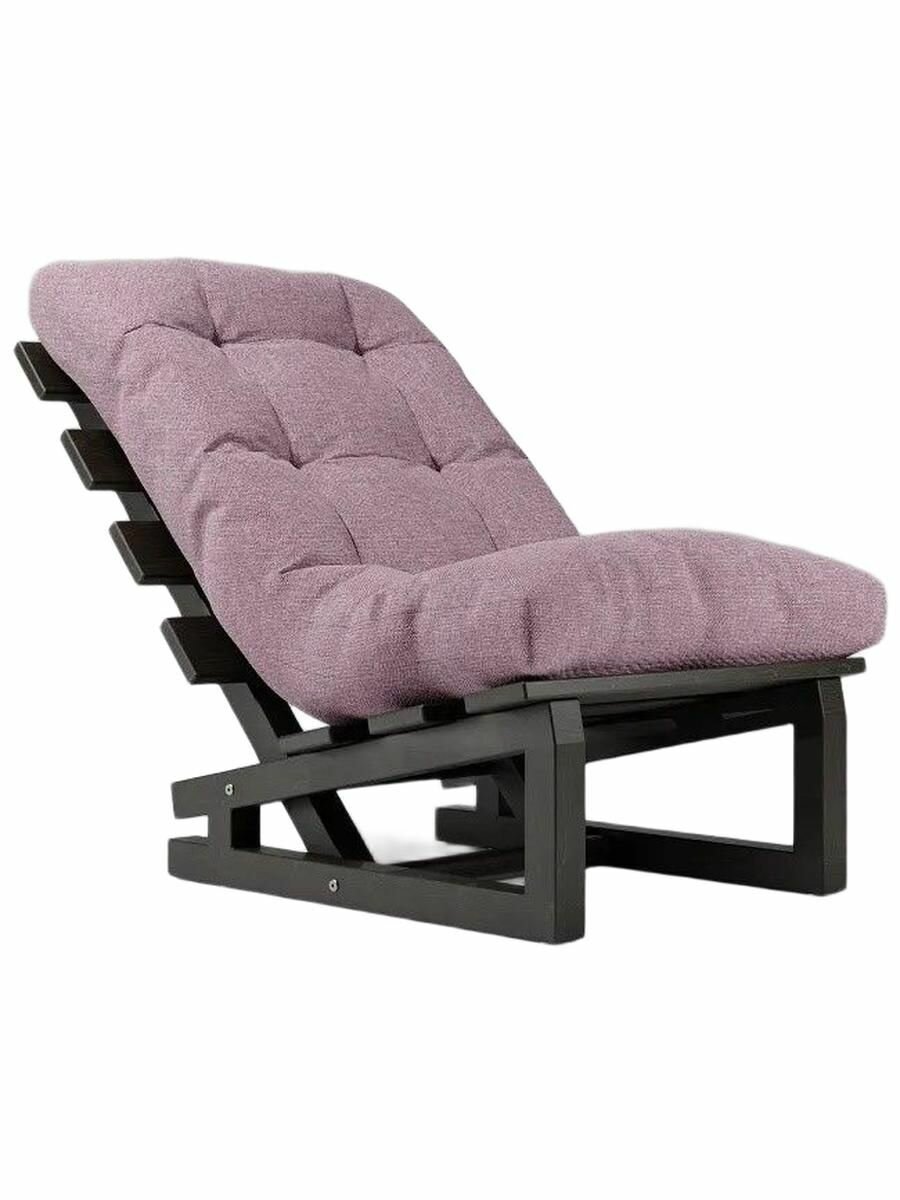 Кресло складное черное с подушкой пыльная роза деревянное Савушка, рогожка