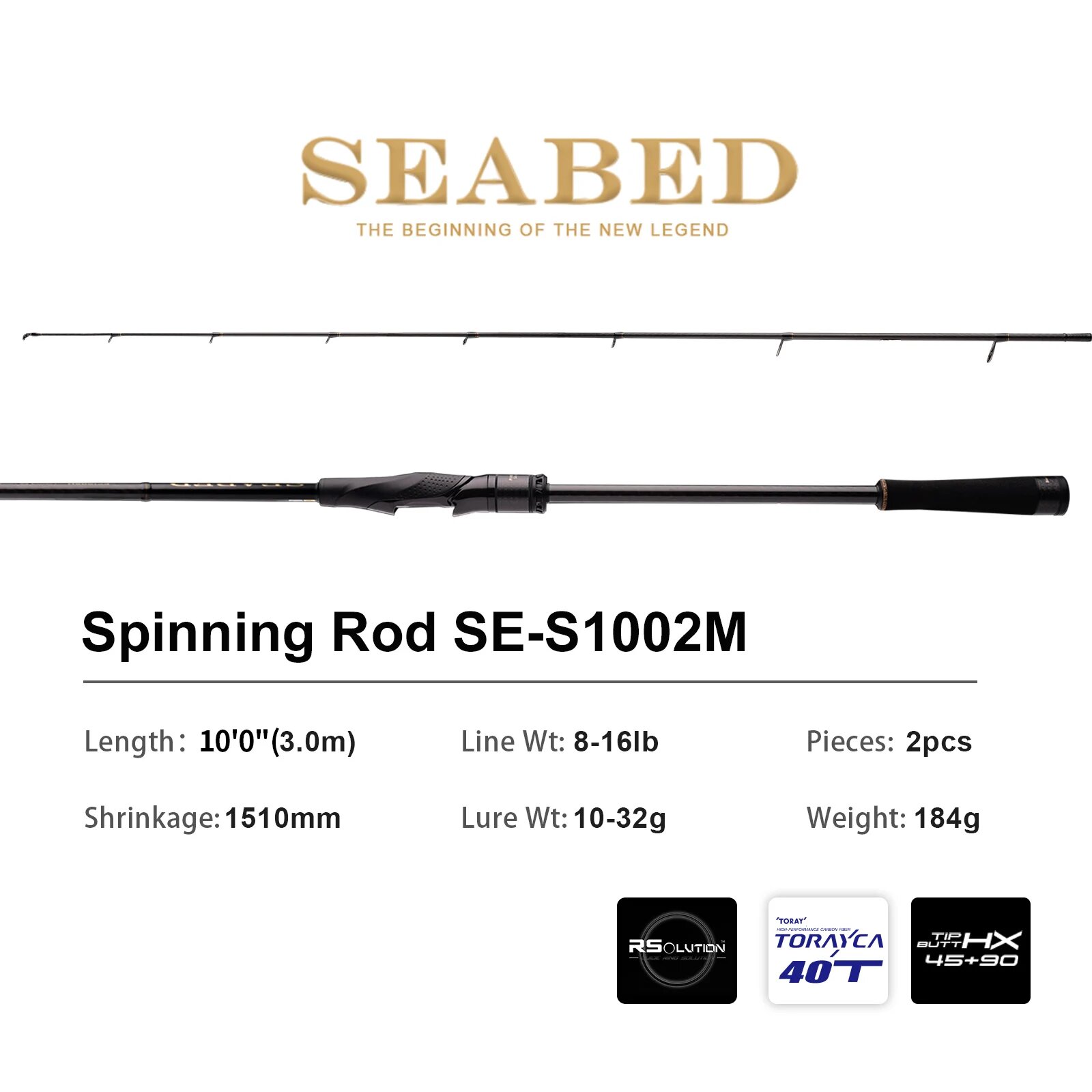 SEABED SE-S1002M Spinning Rod 10ft, 8-16lb, 10-32g