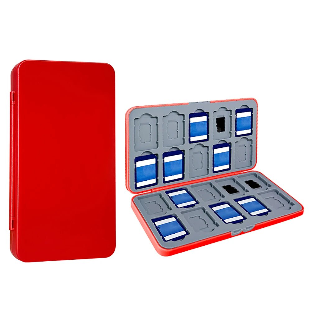 Красный ящик для карт SD/MicroSD на 40 мест