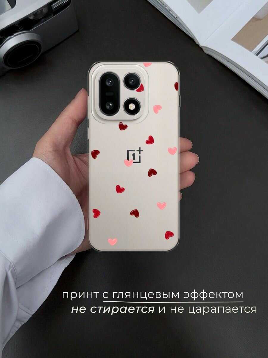 Чехол на OnePlus 15 / Ван Плас 15 с принтом Бордовые сердечки 2 — фото 1