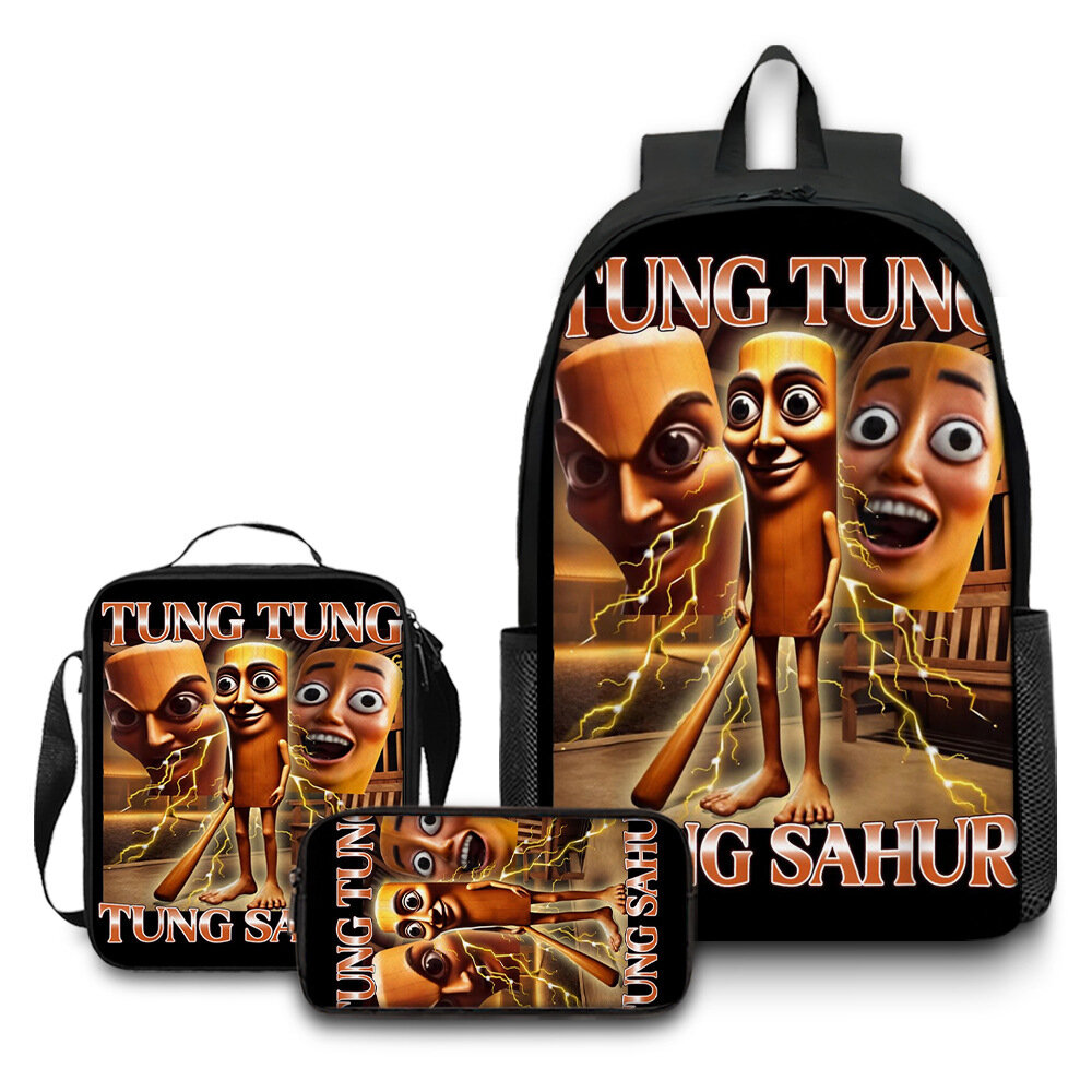 Трансграничный новый продукт, итальянский рюкзак с цифровой печатью Brainrot, деревянная палочка, мужская школьная сумка Шань Хай Цзин