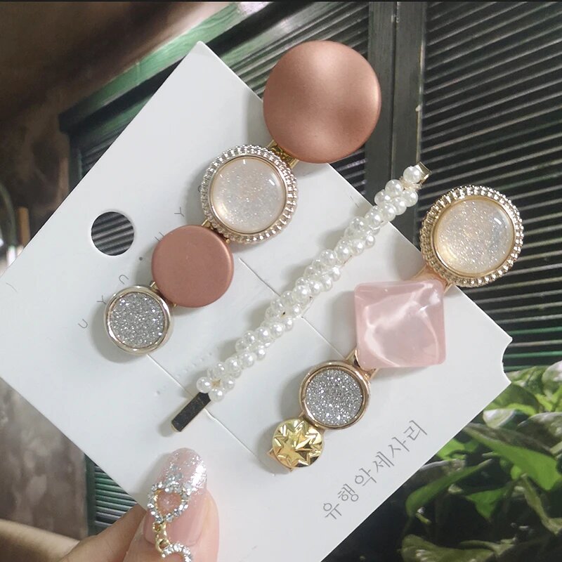 Заколки для волос Style 11, геометрические, акрил, жемчуг