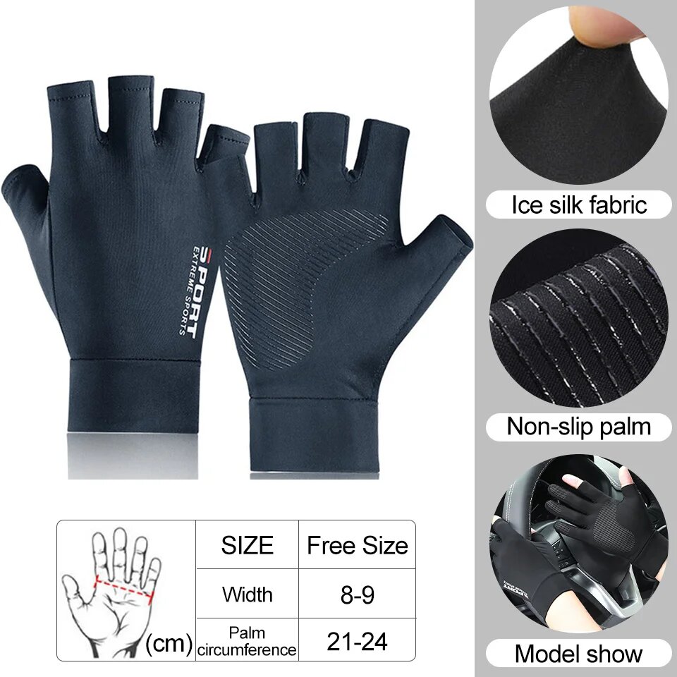 Летние перчатки для рыбалки, солнцезащитные перчатки, дышащие Нескользящие, с Черный, М, D-Dark Blue