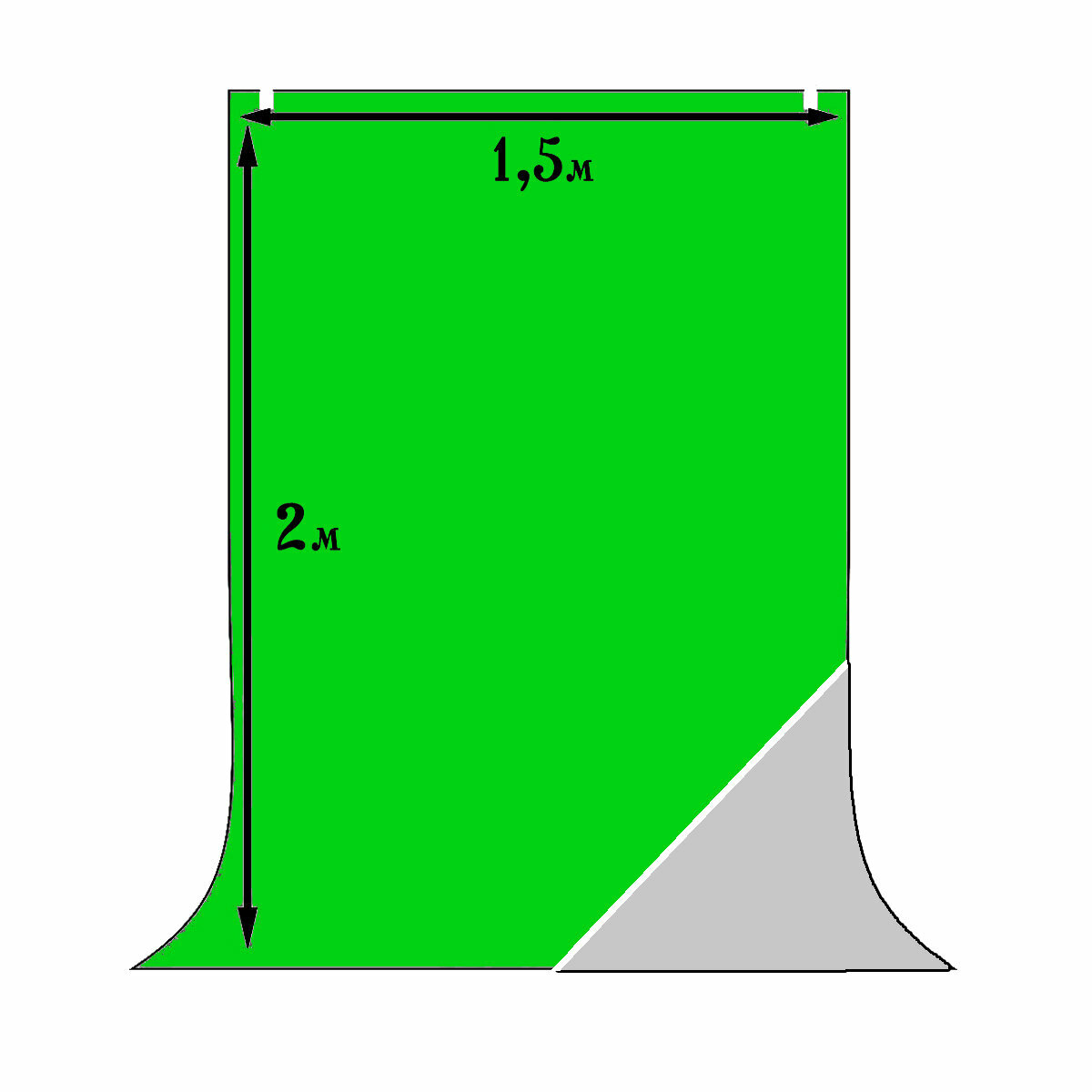 Фон двухсторонний 2*1.5м Зеленый и Светло-Серый / для фото и видео съёмки