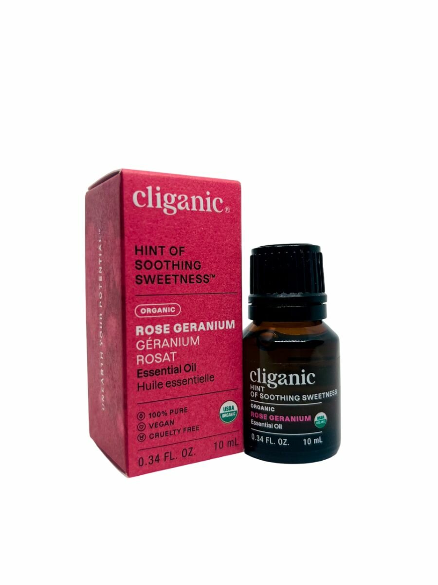 Эфирное масло Розовой Герани Cliganic 100% Чистое органическое 10мл