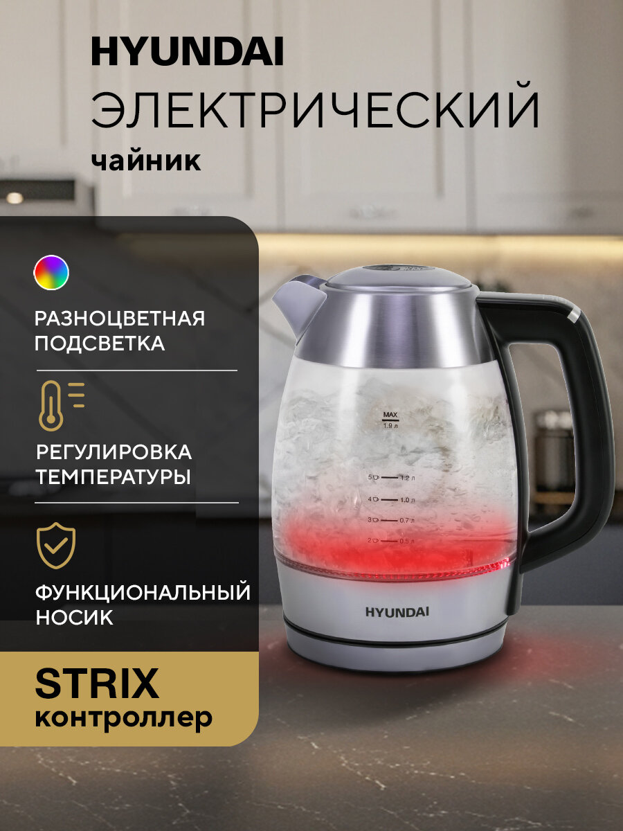 Чайник электрический Hyundai HYK-G9408 1.9л. 2200Вт