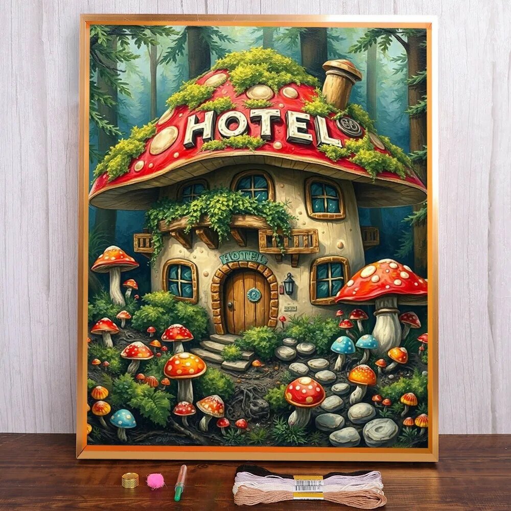 MEIAN Крестный комплект стежка,30x40CM,14CT, Грибной отель