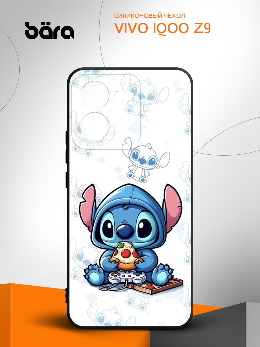 Чехол на Vivo IQOO Z9/ Виво IQOO Z9 накладка, силиконовый, защитный, черный, с картинкой