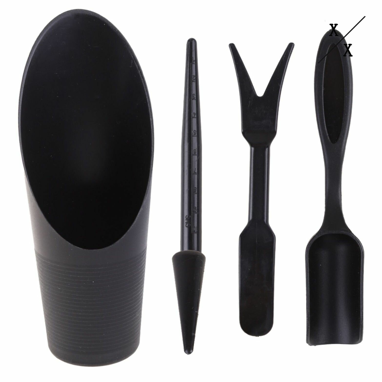 (Набор из 4 предметов) лопата для грунта, ложка, ведро, лопатка, приспособление для пересадки рассады, дырокол, комбинированный набор инструментов для выращивания суккулентов-черный