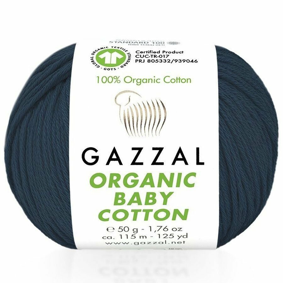 Пряжа Gazzal ORGANIC BABY COTTON 437 т. джинс (5 мотков)