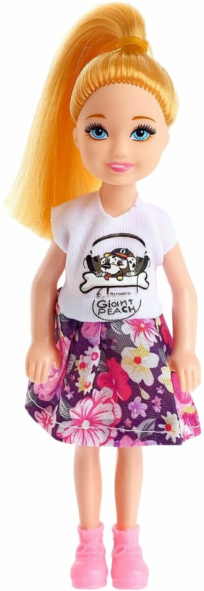 Кукла малышка в платье "Варвара", высота 13 см, классическая пластиковая куколка с одеждой и длинными волосами, детская игрушка для сюжетно-ролевых игр